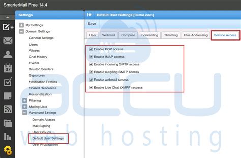 how to restrict users from sending or receiving emails in smartermail