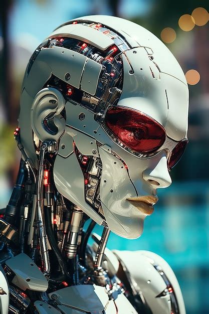 Premium Ai Image A Robot With Red Glasses And A Metal Head