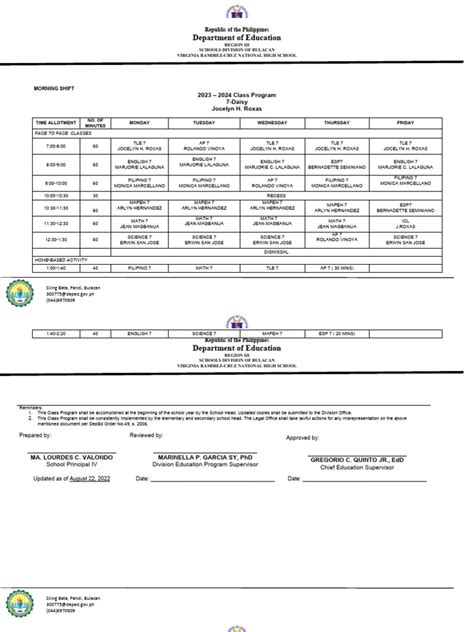 7 Daisy 2023 2024 Individual Class Program Pdf Government Philippines