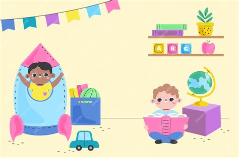Premium Vector Flat Kindergarten Background
