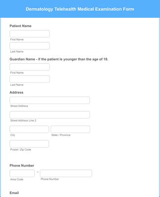 Dermatology Telehealth Medical Examination Form Template Jotform