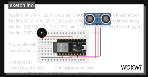 Ultrasonic Sensor And Buzzer Wokwi Esp32 Stm32 Arduino Simulator