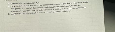 Solved Describe Your Communication Style