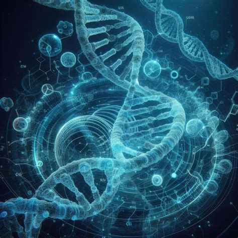 Cyan Dna Genome Structure Biotechnology Concept Premium Ai Generated