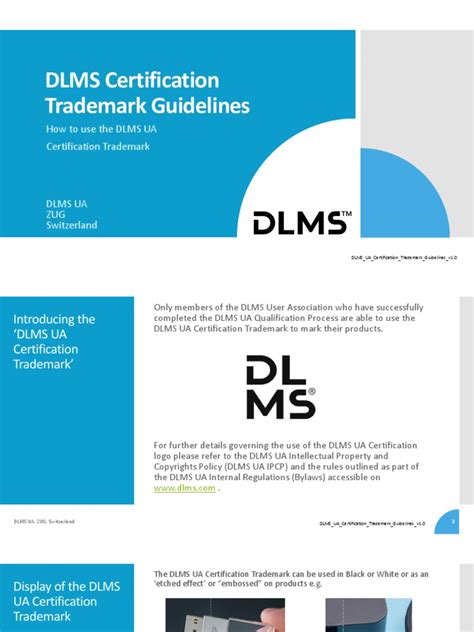 Dlms Ua Certification Trademark Guidelines V1 0 Pdf Trademark