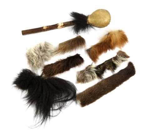 Large Rawhide Rattles With Fur Centralia Fur And Hide