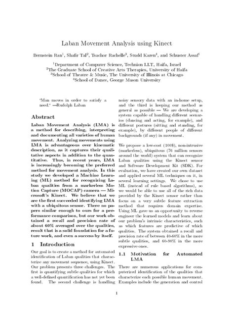 Laban Movement Analysis Using Kinect Cognitive Science Psychology And Cognitive Science Laban Movement Analysis Using Kinect Cognitive Science Psychology And Cognitive Science