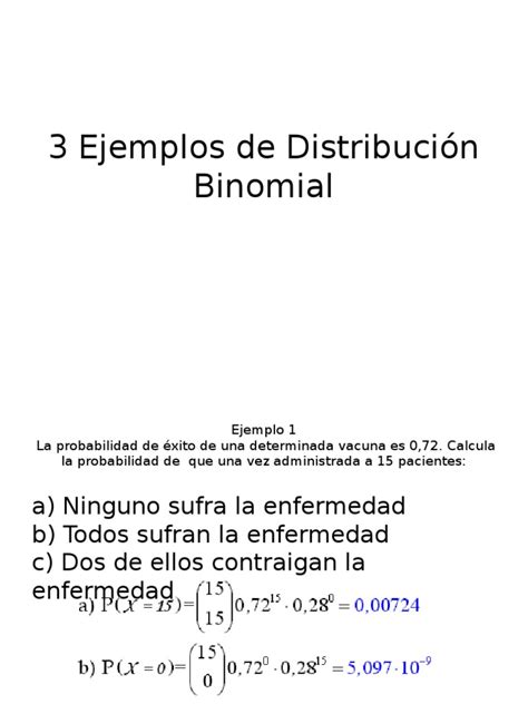 Ejemplos De Distribución Binomial Pdf Ciencia Y Matemáticas