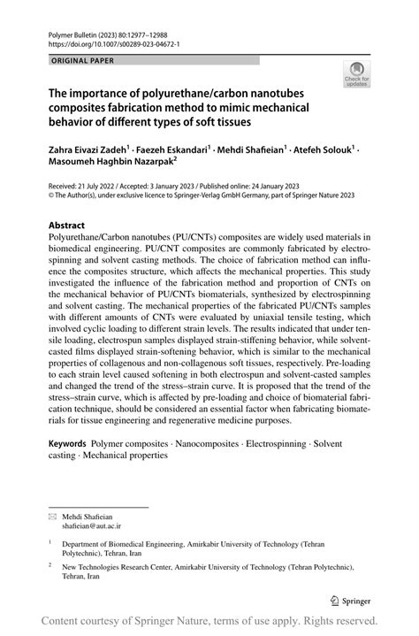 The Importance Of Polyurethanecarbon Nanotubes Composites Fabrication