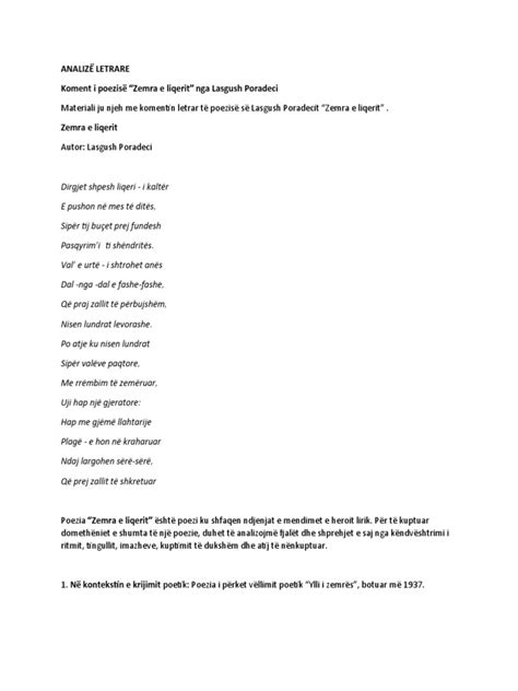 Analizë Letrare Pdf