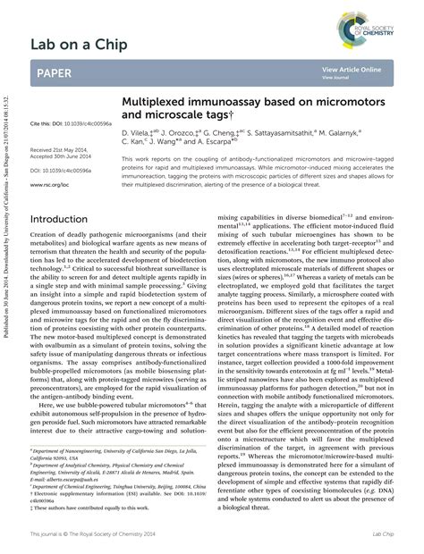 Multiplexed Immunoassay Based On Micromotors And Microscale Tags Pdf