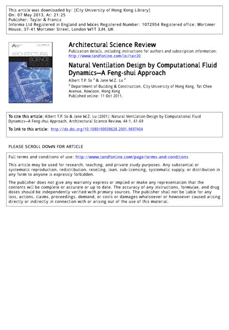 Pdf Natural Ventilation Design By Computational Fluid Dynamics—a Feng Shui Approach