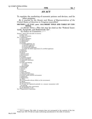 Federal Insecticide Fungicide And Rodenticide Act Fifra Pdf