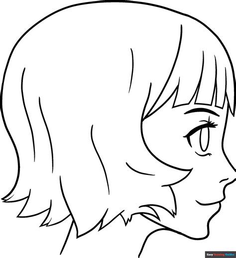 Anime Girl Side View Coloring Page Easy Drawing Guides