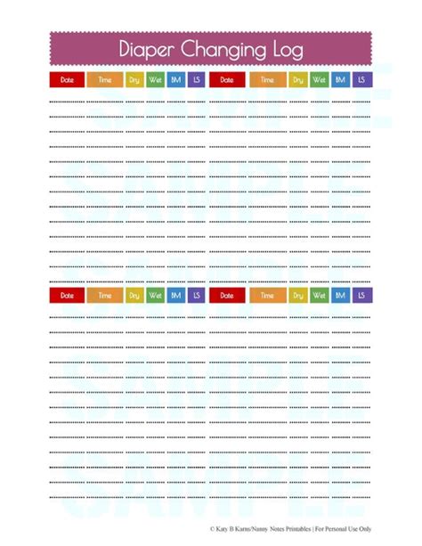 Printable Diaper Chart For Daycare