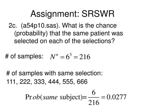 PPT Assignmnet Simple Random Sampling With Replacement PowerPoint Presentation ID