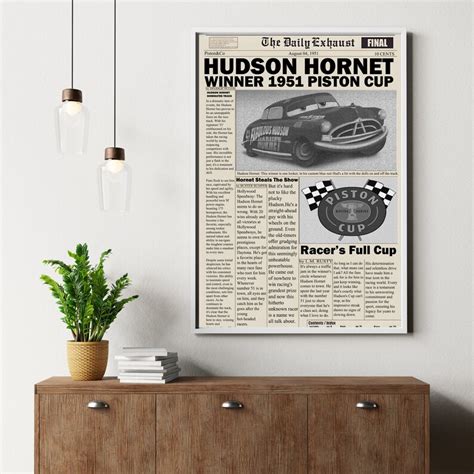 Vintage 1951 Piston Cup Champion Newspaper Print Hudson Hornet High