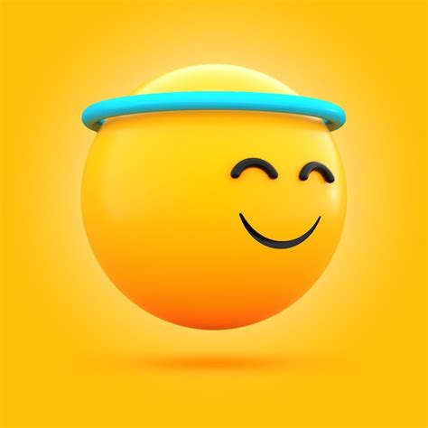 Premium Psd Cute Innocent Smiley Face Emoji 3d Render Psd Mockup