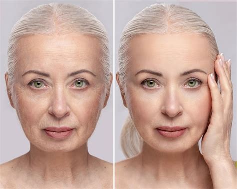 Premium Photo Portrait Of An Elderly Woman Before And After Skin