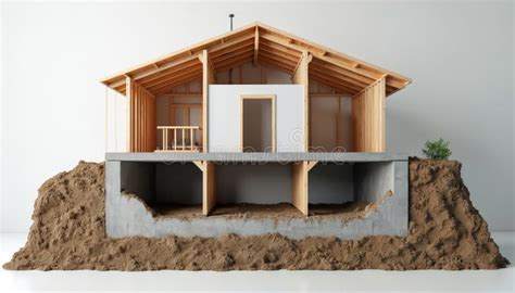 Illustration Shows House Construction Cross Section Foundation