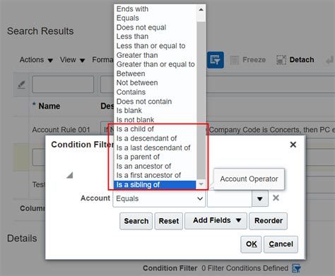 cross validation rules condition filters for account segment oracle