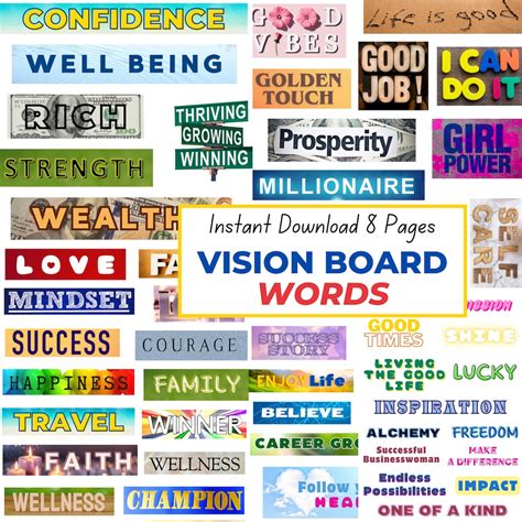 Vision Board Words Printable 200 Affirmation Cutouts Manifestation