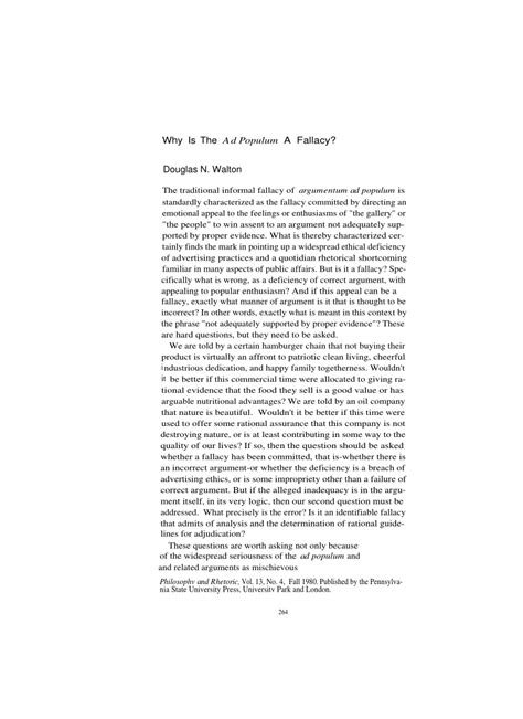 Pdf Why Is The Ad Populum A Fallacy