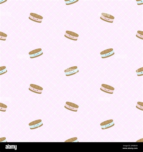 Cute Kawaii Biscuits Cookies Seamless Pattern Stock Vector Image And Art Alamy