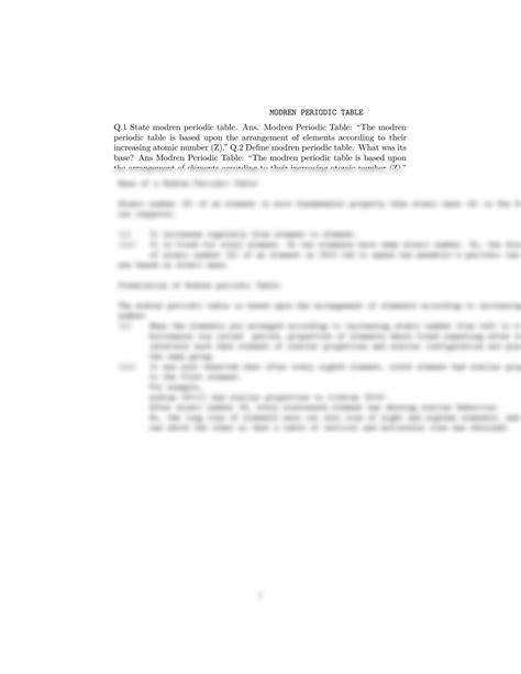 Solution Modren Periodic Table Studypool
