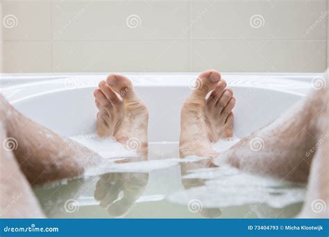 Men S Feet In A Bathtub Selective Focus On Toes Stock Image Image Of