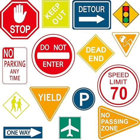 Zonon 15 Pieces Road Signs Wall Decal Traffic Street Signs