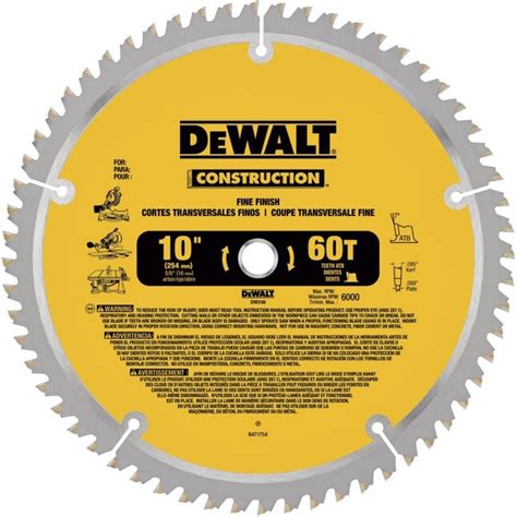 Dewalt 10 In 60 Tooth Carbide Table Saw Blade In The Circular Saw
