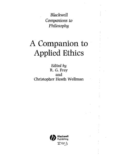 A Companion To Applied Ethics An Overview Of Beauchamps Insights
