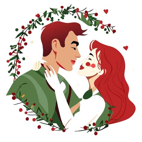 Premium Vector Romantic Mistletoe Proposal Vector Illustration Flat 2