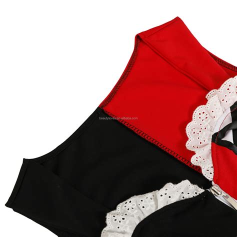 Sexy Women Halloween Costume Young Girl Red Black Clown Cosplay