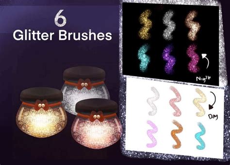 6 Glitter Brushes By Nilyn Artist Download Brushset Dessin Numérique
