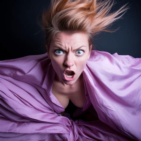 Premium Ai Image A Woman In A Purple Robe With Her Mouth Open
