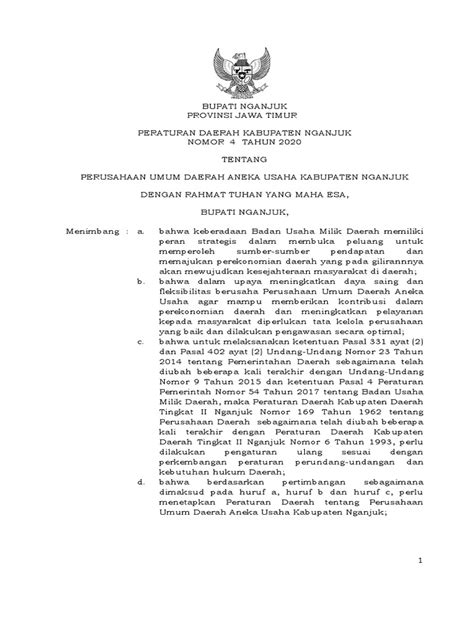 Perda Nomor 4 Tahun 2020 Tentang Pdau Pdf