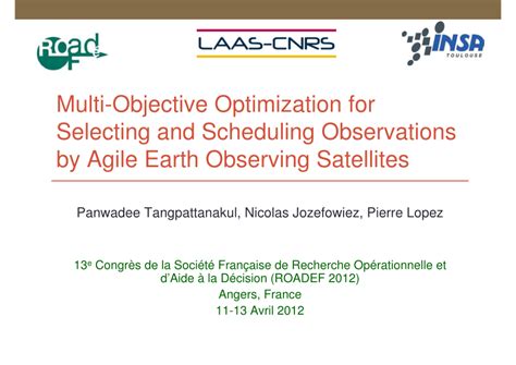 Pdf Multi Objective Optimization For Selecting And Scheduling Observations By Agile Earth