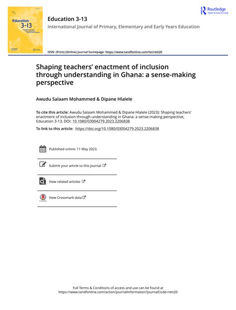 pdf shaping teachers enactment of inclusion through understanding in