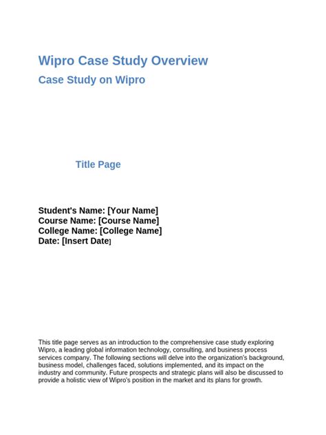 Wipro Case Study Overview | PDF | Innovation | Sustainability