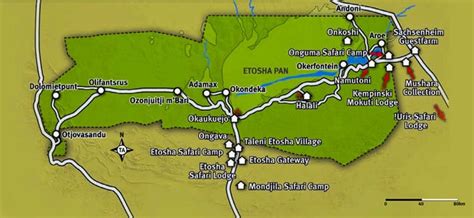 Map Of Etosha National Park In Namibia Safari Lodge Namibia National Parks