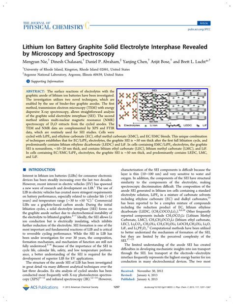 Pdf Lithium Ion Battery Graphite Solid Electrolyte Interphase