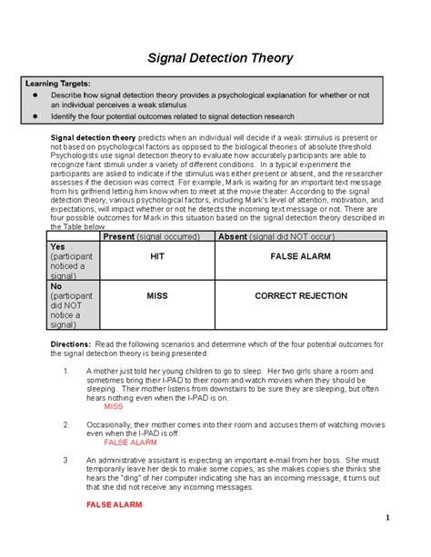 Signal Detection Theory Understanding Stimulus Recognition Dynamics