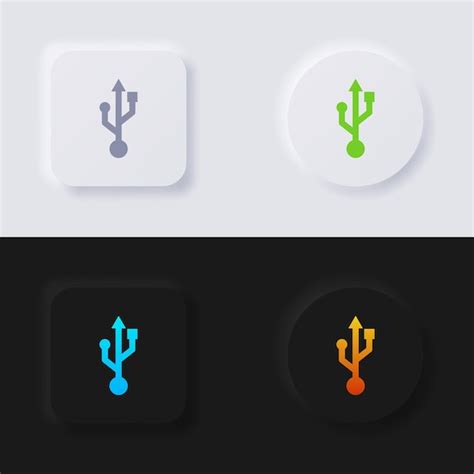 Premium Vector Usb Symbol Icon Set Multicolor Neumorphism Button Soft Ui Design For Web Design