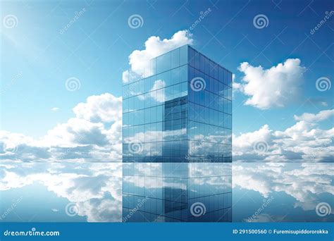 Glass Building With Reflection Of Sky And Clouds Office Building Corporate Building Highrise