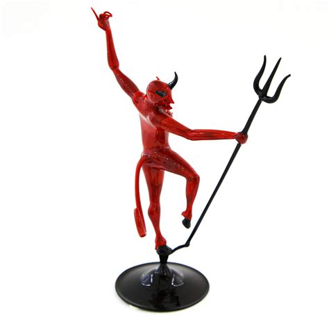 Devil With Pitchfork Murano Glass Sculpture Art Glass Figurines