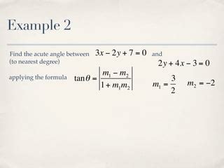 Angle Between Lines KEY