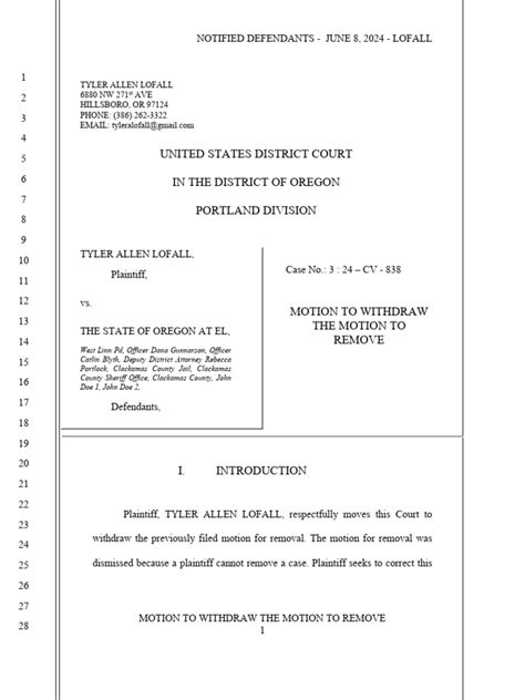 Motion To Withdraw Removal Request Pdf Legal Procedure Common Law