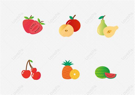 Ai 벡터 일러스트 레이 션의 다양 한 귀여운 만화 과일 요소 Png 일러스트 무료 다운로드 Lovepik